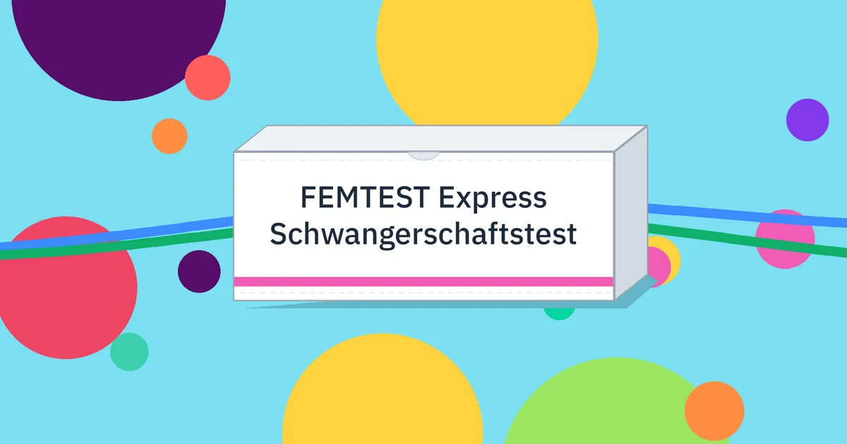 Symbolbild: Packung mit der Aufschrift FEMTEST Express Schwangerschaftstest (PZN 10931254) – Verfügbarkeit und Bezug in Apotheken in Frankfurt am Main