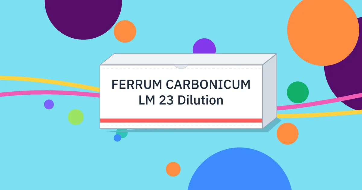 Symbolbild: Packung mit der Aufschrift FERRUM CARBONICUM LM 23 Dilution (PZN 12848103) – Verfügbarkeit und Bezug in Apotheken in Frankfurt am Main