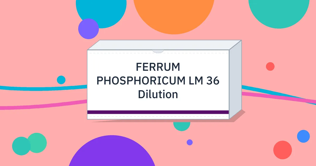 Symbolbild: Packung mit der Aufschrift FERRUM PHOSPHORICUM LM 36 Dilution (PZN 12852317) – Verfügbarkeit und Bezug in Apotheken in Frankfurt am Main