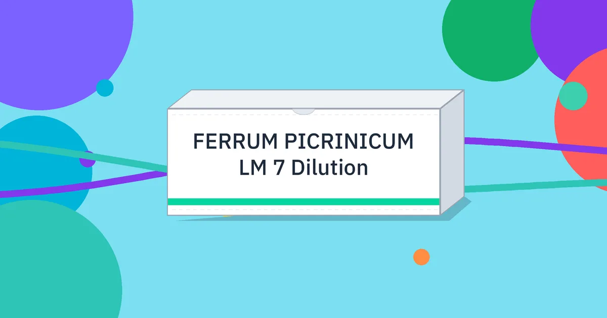 Symbolbild: Packung mit der Aufschrift FERRUM PICRINICUM LM 7 Dilution (PZN 12852493) – Verfügbarkeit und Bezug in Apotheken in Frankfurt am Main