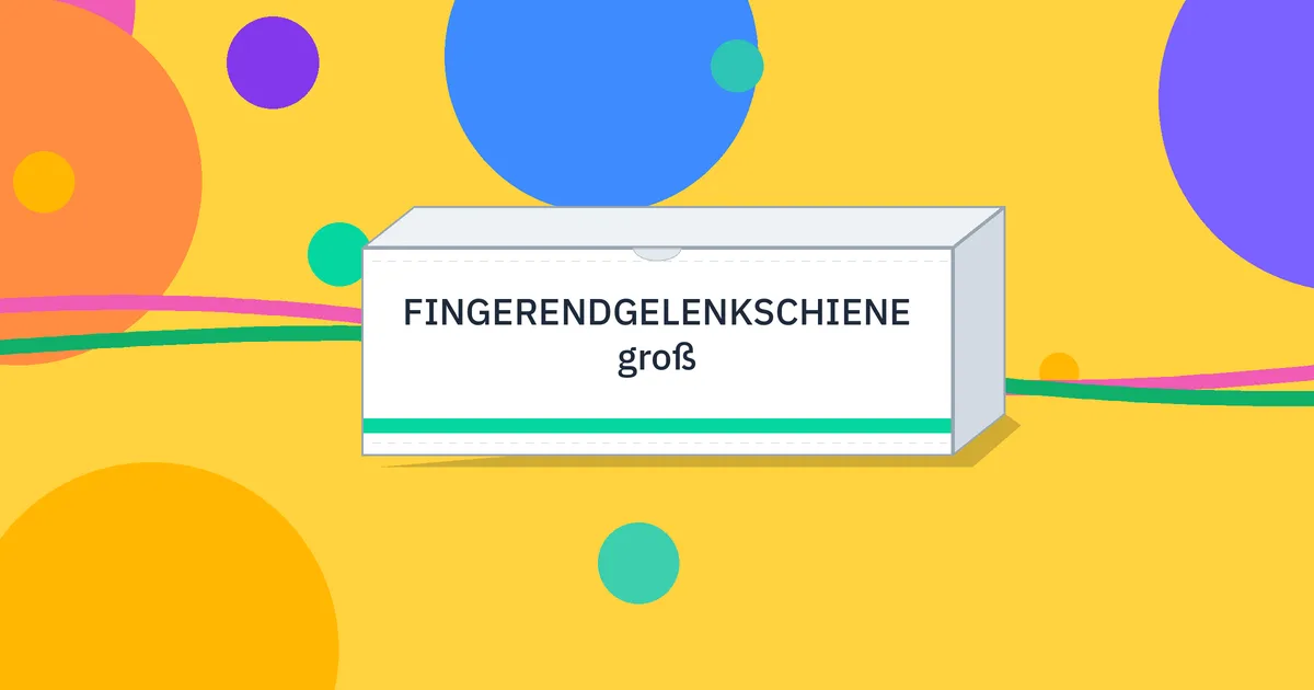 Symbolbild: Packung mit der Aufschrift FINGERENDGELENKSCHIENE groß (PZN 02639143) – Verfügbarkeit und Bezug in Apotheken in Frankfurt am Main