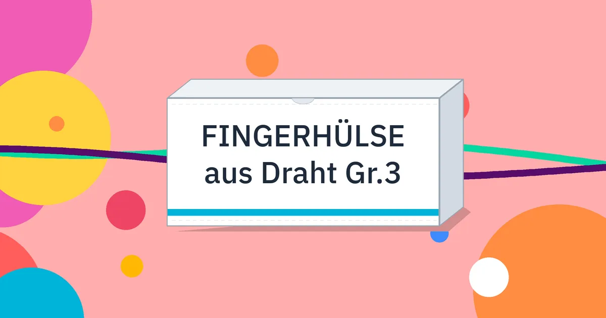 Symbolbild: Packung mit der Aufschrift FINGERHÜLSE aus Draht Gr.3 (PZN 07005377) – Verfügbarkeit und Bezug in Apotheken in Frankfurt am Main