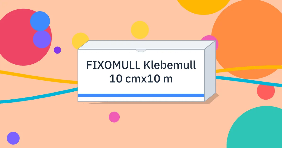 Symbolbild: Packung mit der Aufschrift FIXOMULL Klebemull 10 cmx10 m (PZN 19900031) – Verfügbarkeit und Bezug in Apotheken in Frankfurt am Main