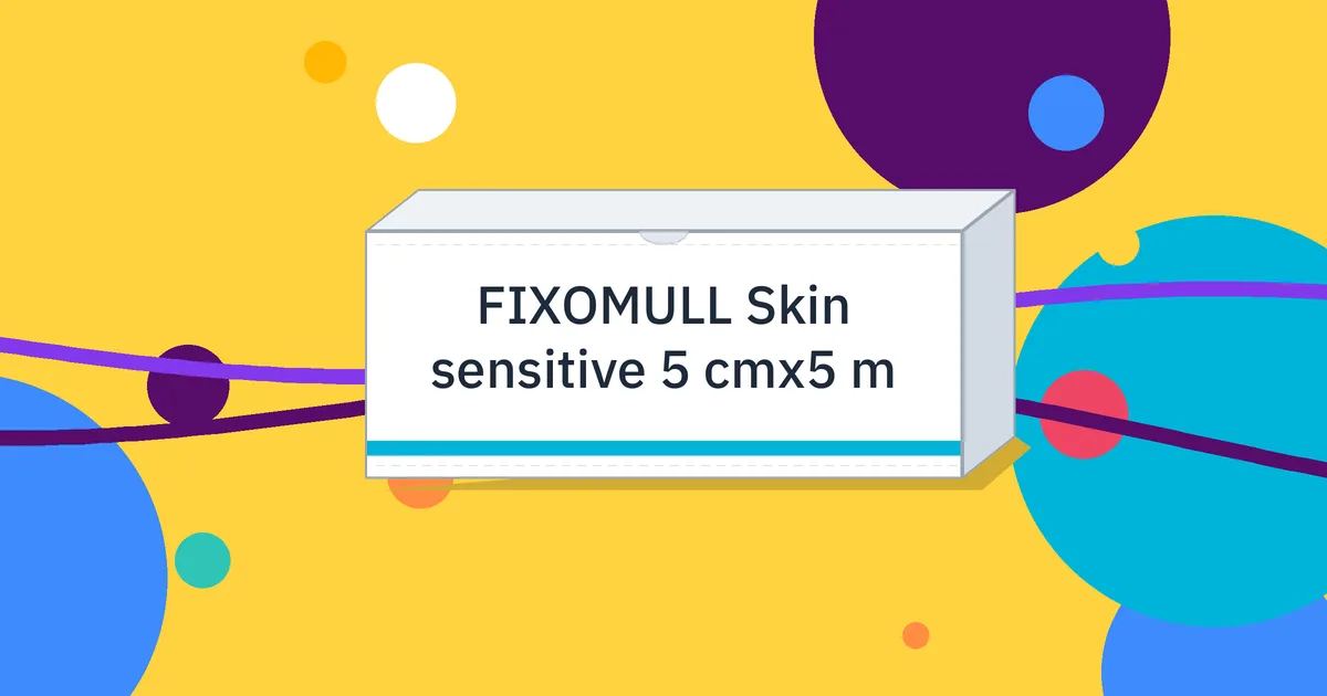 Symbolbild: Packung mit der Aufschrift FIXOMULL Skin sensitive 5 cmx5 m (PZN 20828652) – Verfügbarkeit und Bezug in Apotheken in Frankfurt am Main