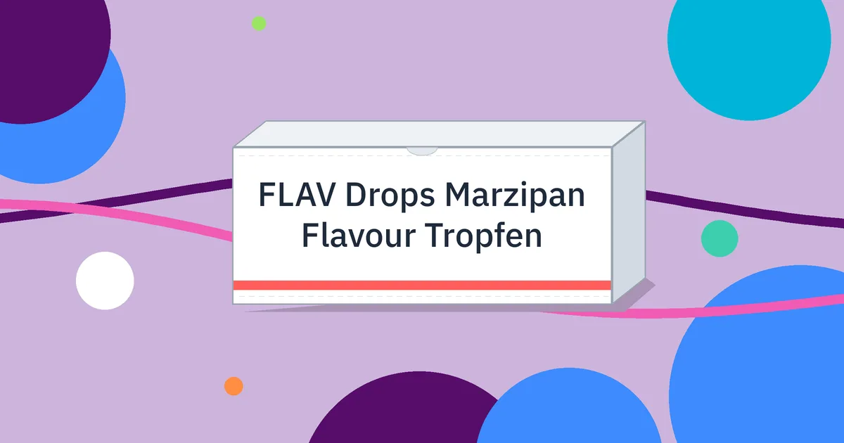 Symbolbild: Packung mit der Aufschrift FLAV Drops Marzipan Flavour Tropfen (PZN 16082862) – Verfügbarkeit und Bezug in Apotheken in Frankfurt am Main