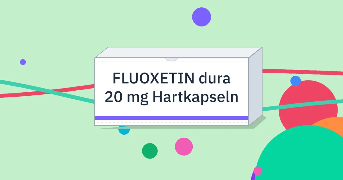 Symbolbild: Packung mit der Aufschrift FLUOXETIN dura 20 mg Hartkapseln (PZN 04236774) – Verfügbarkeit und Bezug in Apotheken in Frankfurt am Main
