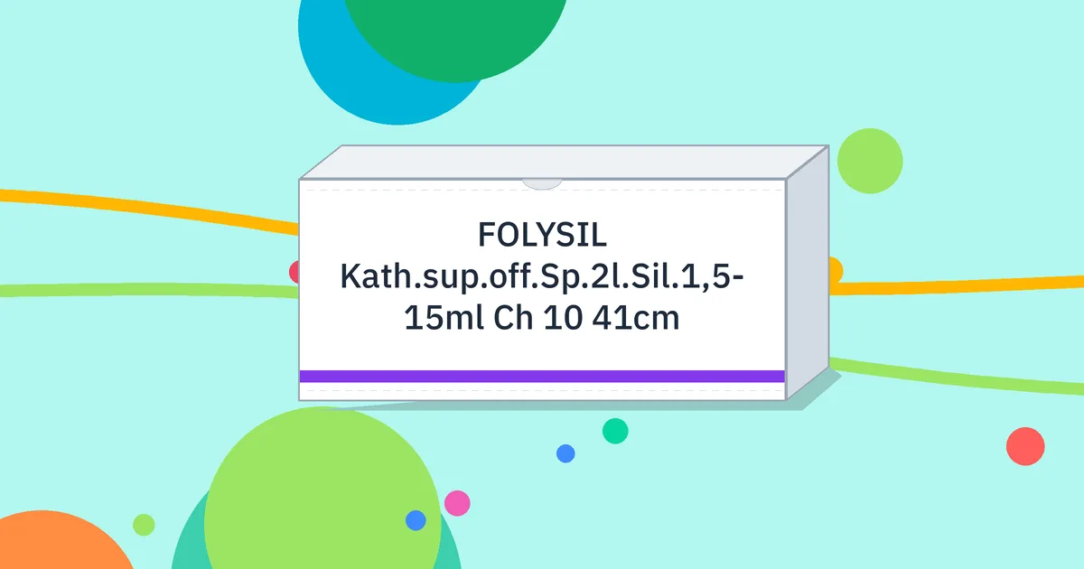 Symbolbild: Packung mit der Aufschrift FOLYSIL Kath.sup.off.Sp.2l.Sil.1,5-15ml Ch 10 41cm (PZN 00152098) – Verfügbarkeit und Bezug in Apotheken in Frankfurt am Main
