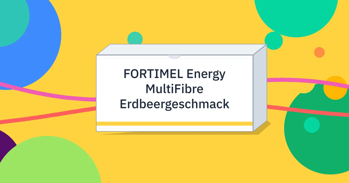 Symbolbild: Packung mit der Aufschrift FORTIMEL Energy MultiFibre Erdbeergeschmack (PZN 01305635) – Verfügbarkeit und Bezug in Apotheken in Frankfurt am Main