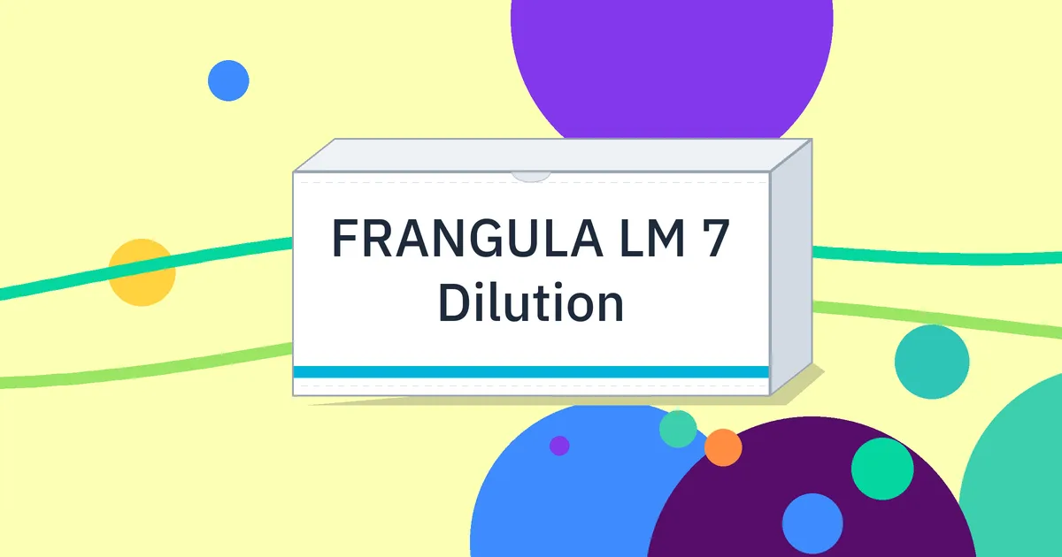 Symbolbild: Packung mit der Aufschrift FRANGULA LM 7 Dilution (PZN 12874342) – Verfügbarkeit und Bezug in Apotheken in Frankfurt am Main