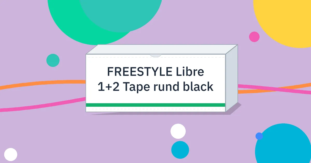Symbolbild: Packung mit der Aufschrift FREESTYLE Libre 1+2 Tape rund black (PZN 18177555) – Verfügbarkeit und Bezug in Apotheken in Frankfurt am Main