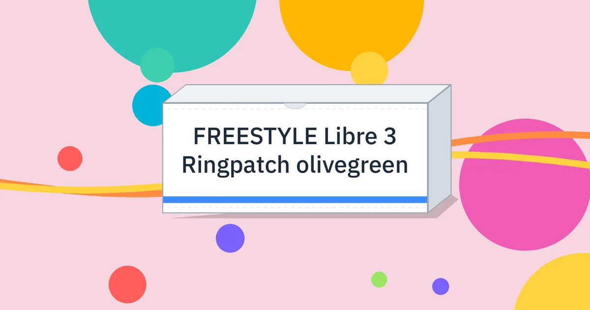 Symbolbild: Packung mit der Aufschrift FREESTYLE Libre 3 Ringpatch olivegreen (PZN 19868557) – Verfügbarkeit und Bezug in Apotheken in Frankfurt am Main