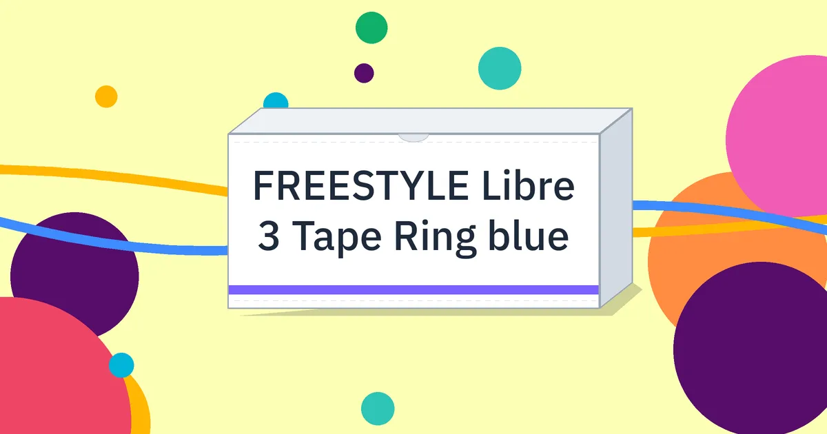 Symbolbild: Packung mit der Aufschrift FREESTYLE Libre 3 Tape Ring blue (PZN 18178365) – Verfügbarkeit und Bezug in Apotheken in Frankfurt am Main