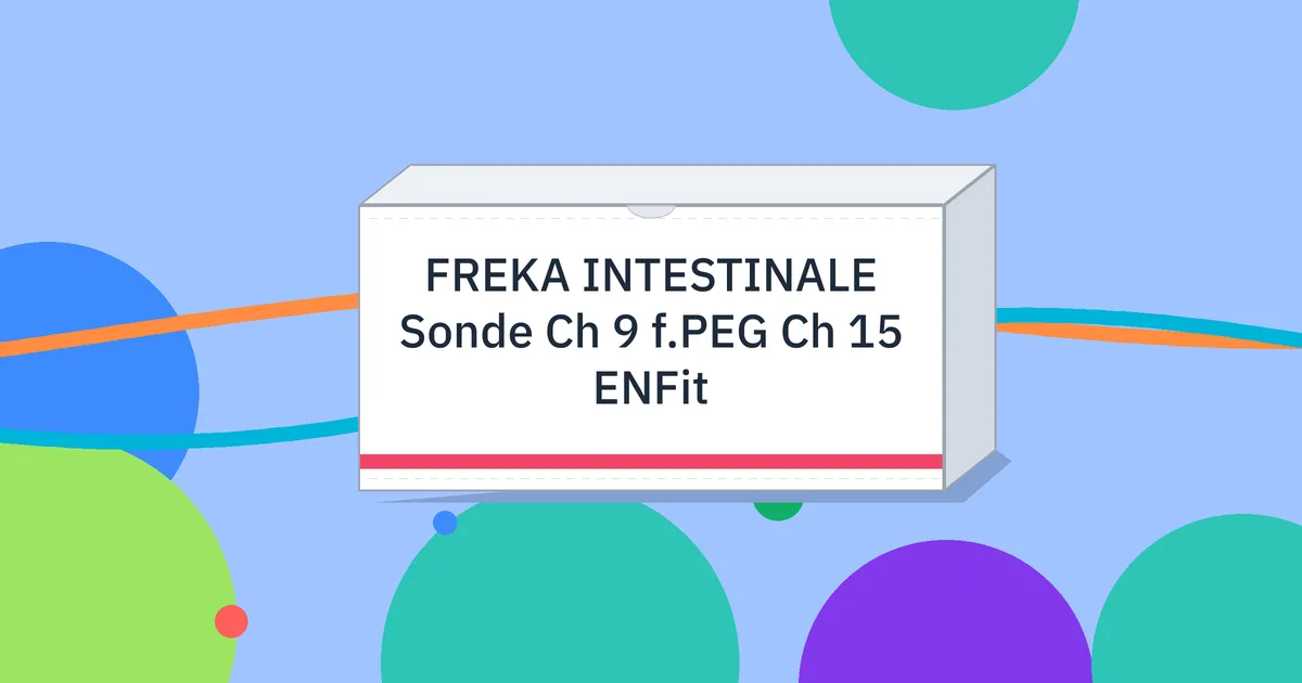 Symbolbild: Packung mit der Aufschrift FREKA INTESTINALE Sonde Ch 9 f.PEG Ch 15 ENFit (PZN 11345587) – Verfügbarkeit und Bezug in Apotheken in Frankfurt am Main