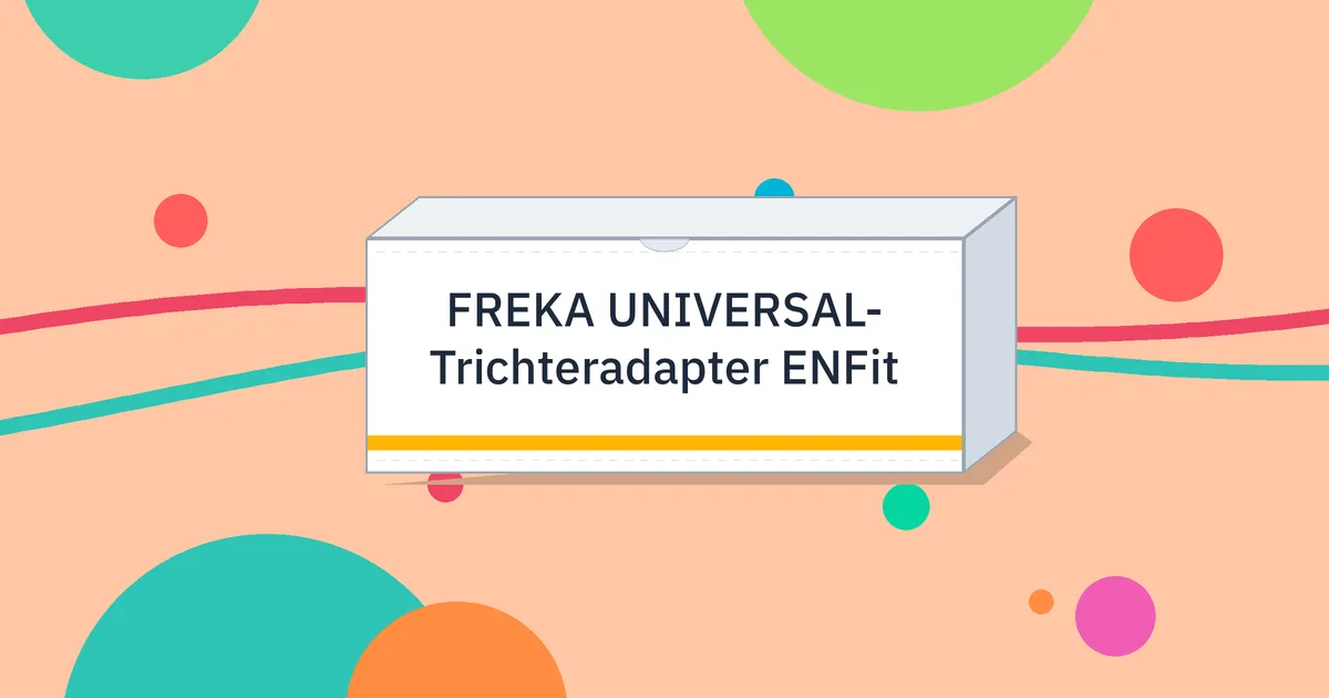 Symbolbild: Packung mit der Aufschrift FREKA UNIVERSAL-Trichteradapter ENFit (PZN 11177486) – Verfügbarkeit und Bezug in Apotheken in Frankfurt am Main