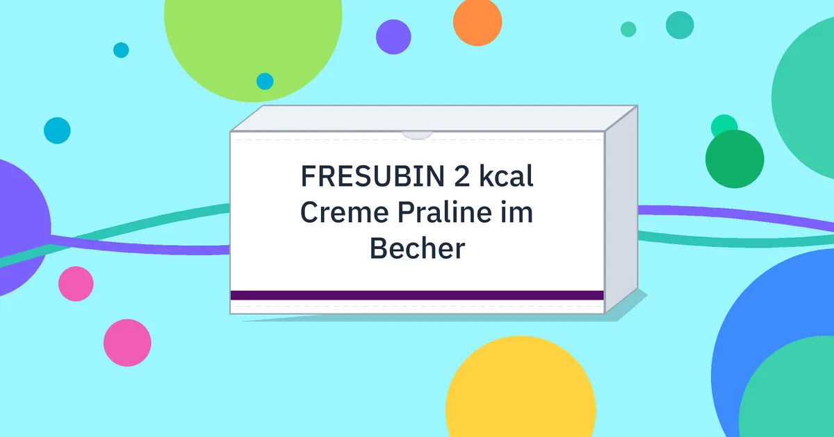 Symbolbild: Packung mit der Aufschrift FRESUBIN 2 kcal Creme Praline im Becher (PZN 19750761) – Verfügbarkeit und Bezug in Apotheken in Frankfurt am Main