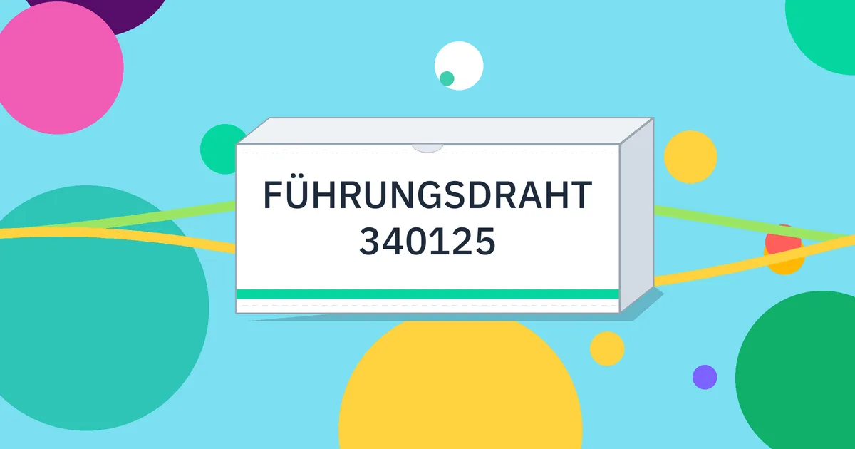 Symbolbild: Packung mit der Aufschrift FÜHRUNGSDRAHT 340125 (PZN 06679004) – Verfügbarkeit und Bezug in Apotheken in Frankfurt am Main