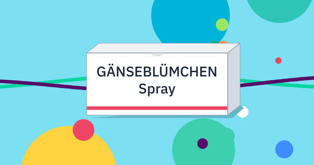Symbolbild: Packung mit der Aufschrift GÄNSEBLÜMCHEN Spray (PZN 17377252) – Verfügbarkeit und Bezug in Apotheken in Frankfurt am Main