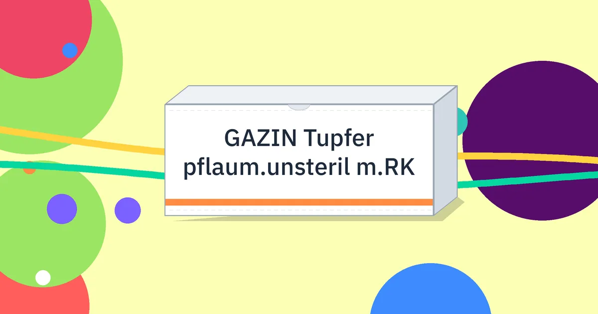 Symbolbild: Packung mit der Aufschrift GAZIN Tupfer pflaum.unsteril m.RK (PZN 15998004) – Verfügbarkeit und Bezug in Apotheken in Frankfurt am Main