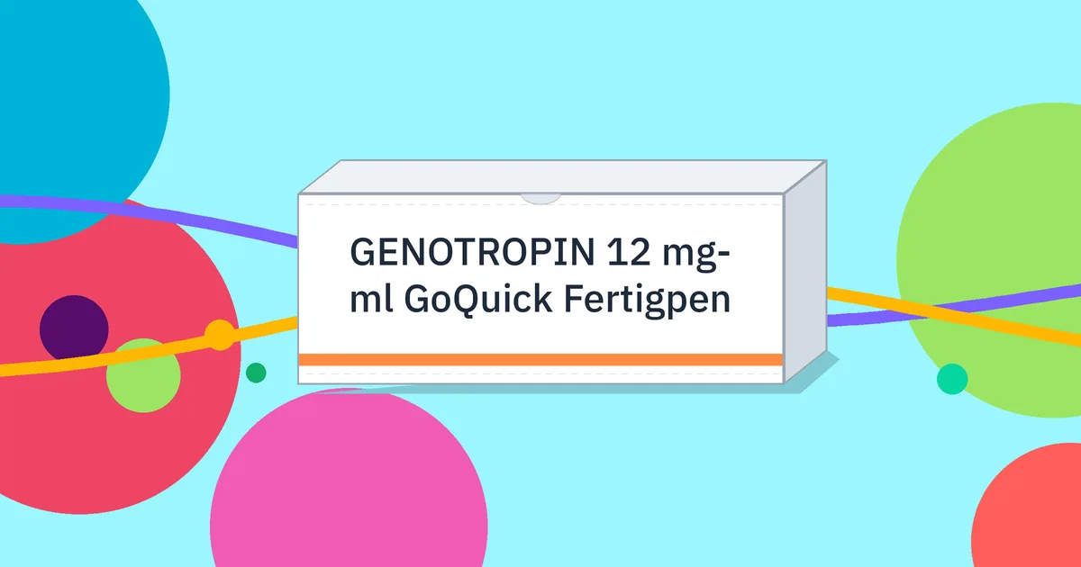 Symbolbild: Packung mit der Aufschrift GENOTROPIN 12 mg-ml GoQuick Fertigpen (PZN 07572343) – Verfügbarkeit und Bezug in Apotheken in Frankfurt am Main