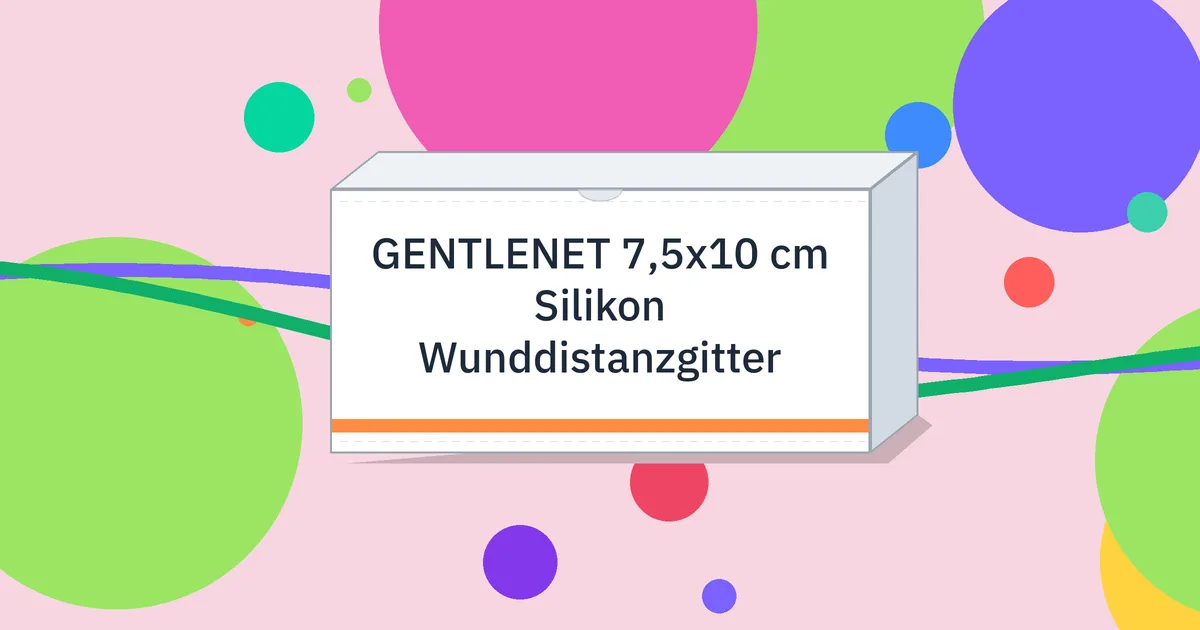 Symbolbild: Packung mit der Aufschrift GENTLENET 7,5x10 cm Silikon Wunddistanzgitter (PZN 19721297) – Verfügbarkeit und Bezug in Apotheken in Frankfurt am Main