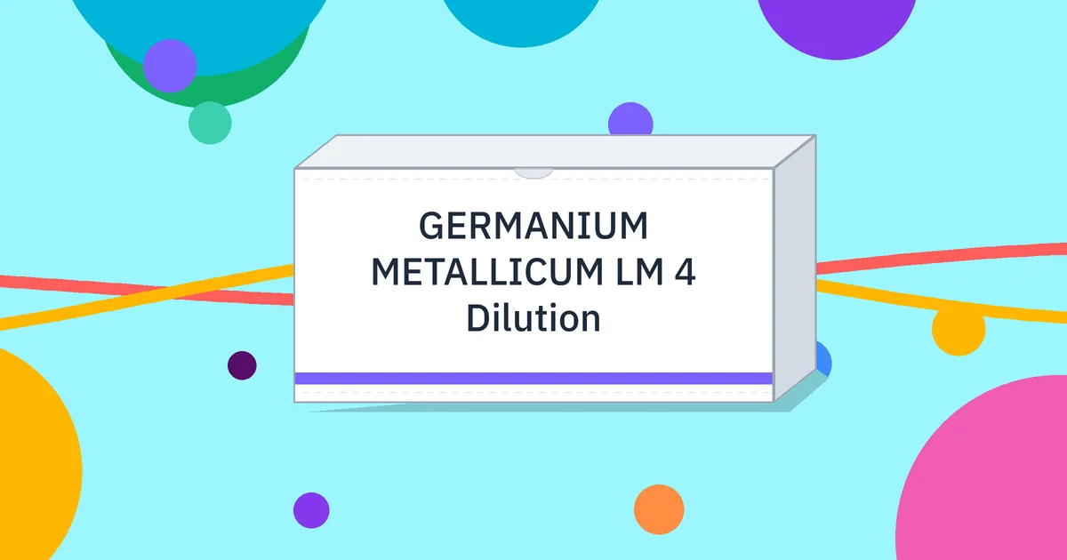 Symbolbild: Packung mit der Aufschrift GERMANIUM METALLICUM LM 4 Dilution (PZN 12877079) – Verfügbarkeit und Bezug in Apotheken in Frankfurt am Main