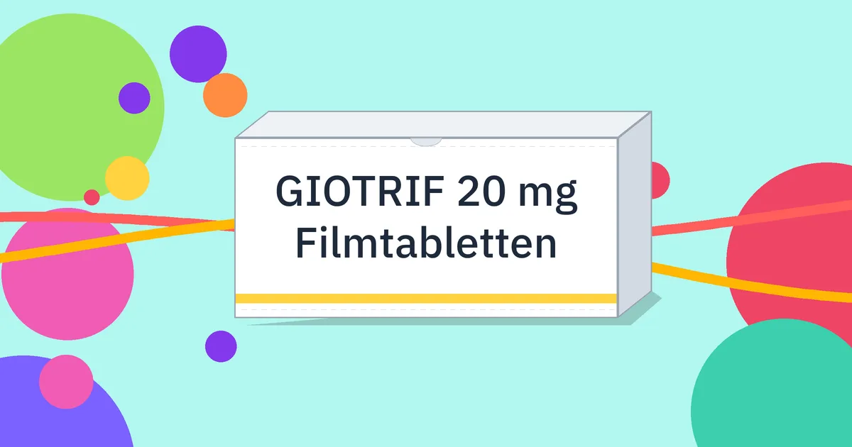 Symbolbild: Packung mit der Aufschrift GIOTRIF 20 mg Filmtabletten (PZN 11336097) – Verfügbarkeit und Bezug in Apotheken in Frankfurt am Main