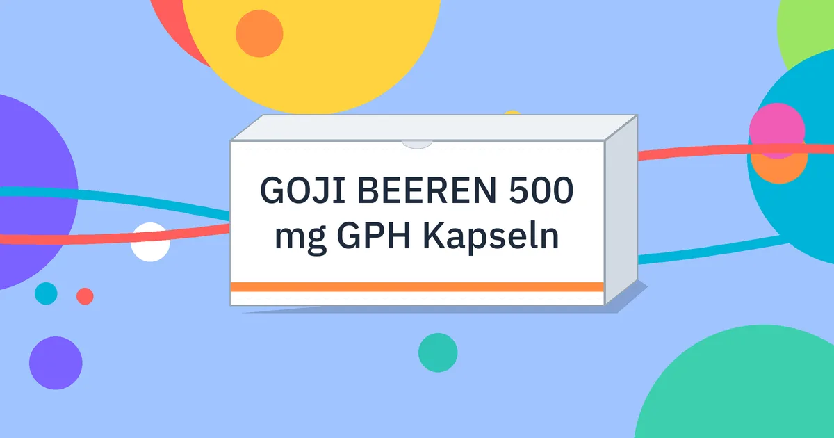 Symbolbild: Packung mit der Aufschrift GOJI BEEREN 500 mg GPH Kapseln (PZN 05530174) – Verfügbarkeit und Bezug in Apotheken in Frankfurt am Main