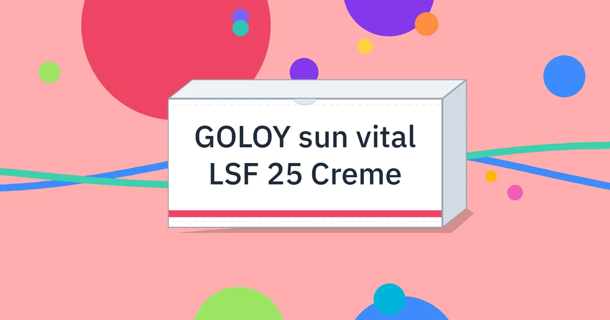 Symbolbild: Packung mit der Aufschrift GOLOY sun vital LSF 25 Creme (PZN 06817305) – Verfügbarkeit und Bezug in Apotheken in Frankfurt am Main