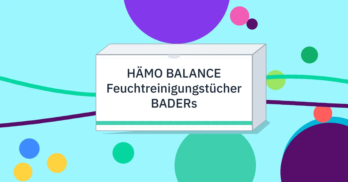 Symbolbild: Packung mit der Aufschrift HÄMO BALANCE Feuchtreinigungstücher BADERs (PZN 10340145) – Verfügbarkeit und Bezug in Apotheken in Frankfurt am Main