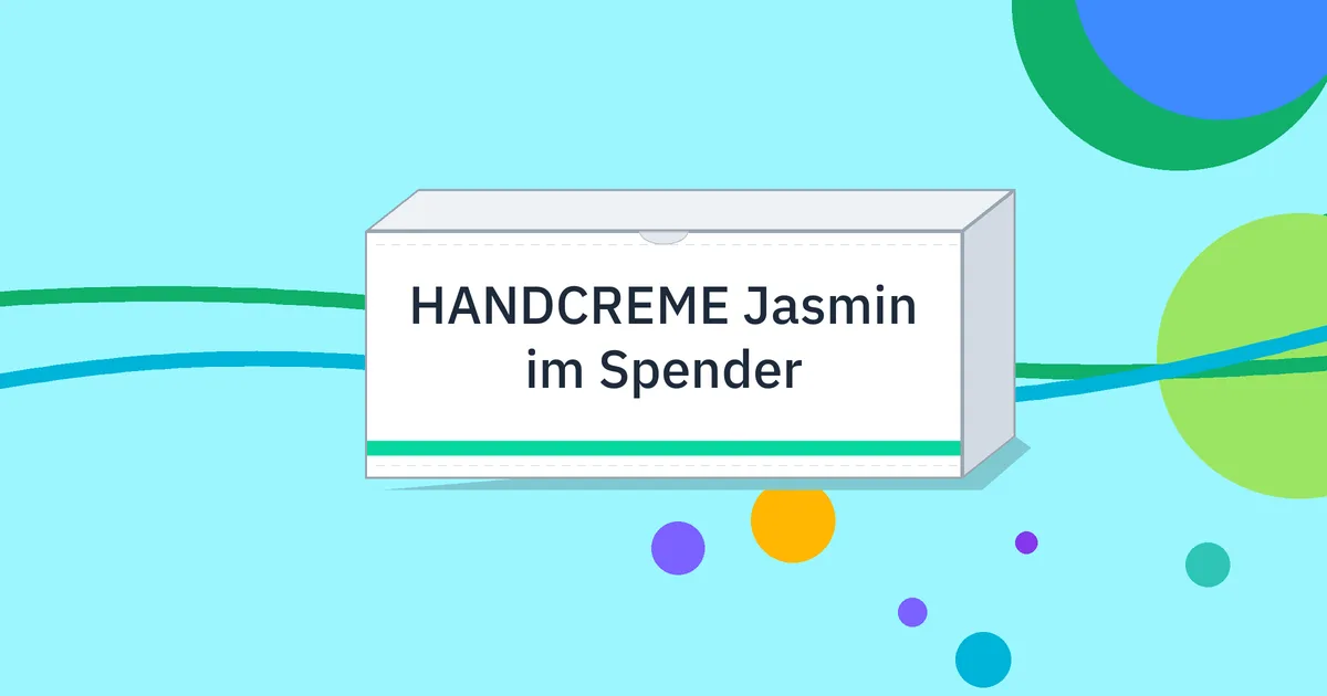 Symbolbild: Packung mit der Aufschrift HANDCREME Jasmin im Spender (PZN 15633426) – Verfügbarkeit und Bezug in Apotheken in Frankfurt am Main