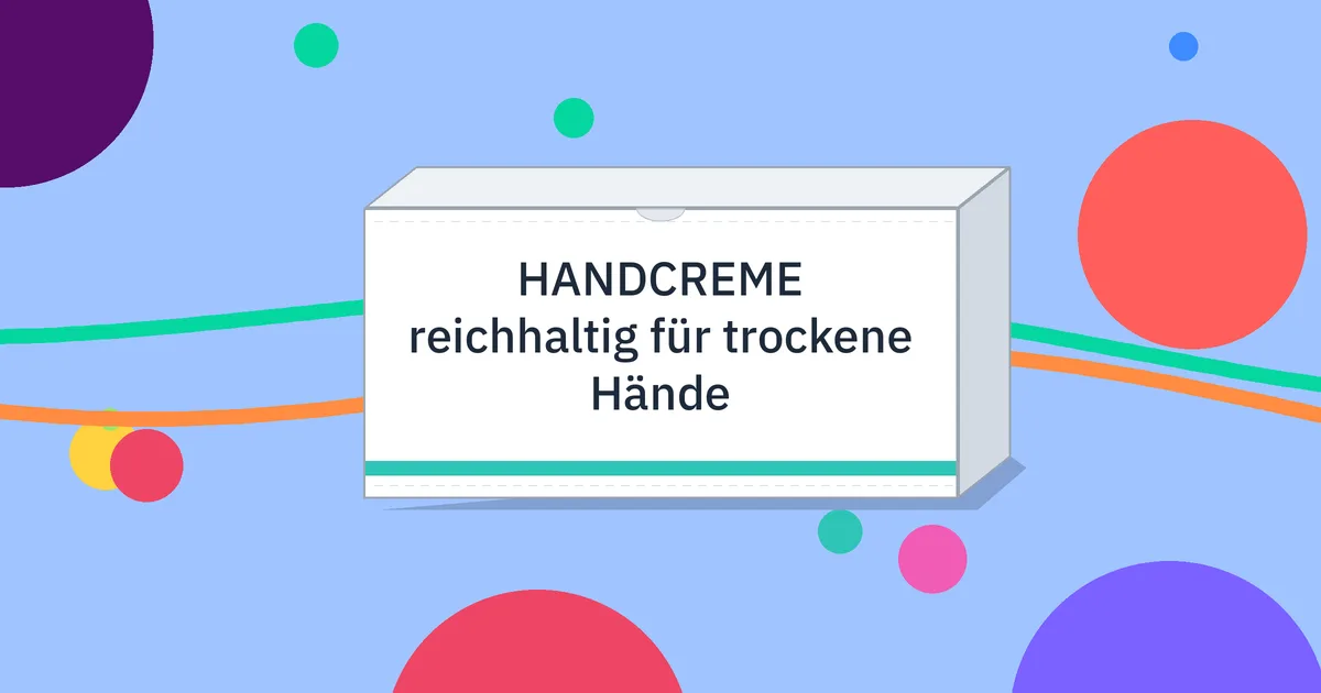 Symbolbild: Packung mit der Aufschrift HANDCREME reichhaltig für trockene Hände (PZN 18790095) – Verfügbarkeit und Bezug in Apotheken in Frankfurt am Main
