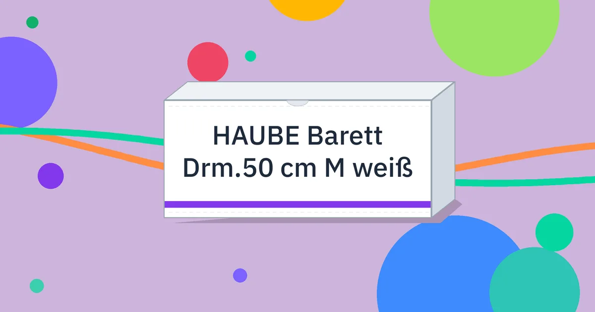 Symbolbild: Packung mit der Aufschrift HAUBE Barett Drm.50 cm M weiß (PZN 01468165) – Verfügbarkeit und Bezug in Apotheken in Frankfurt am Main
