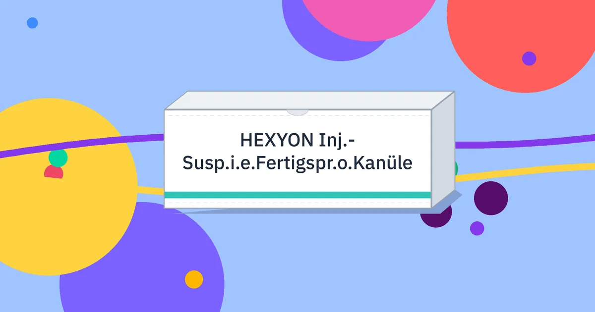 Symbolbild: Packung mit der Aufschrift HEXYON Inj.-Susp.i.e.Fertigspr.o.Kanüle (PZN 19752323) – Verfügbarkeit und Bezug in Apotheken in Frankfurt am Main