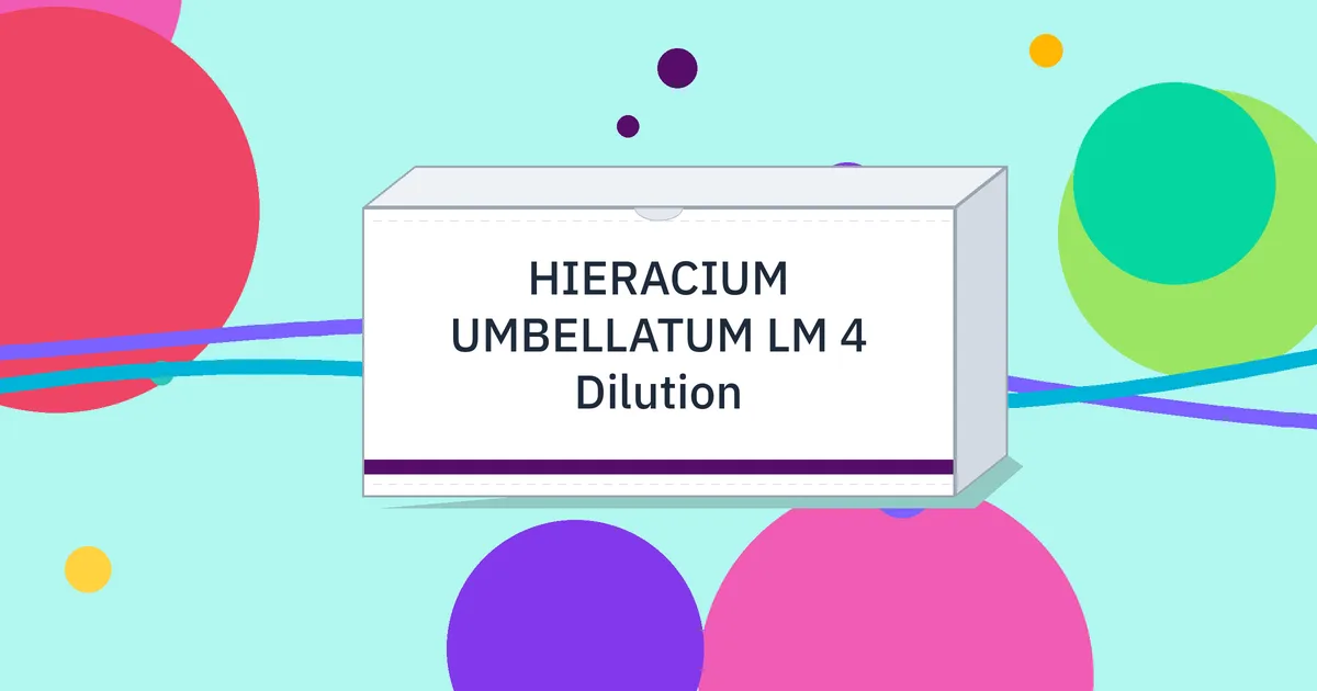 Symbolbild: Packung mit der Aufschrift HIERACIUM UMBELLATUM LM 4 Dilution (PZN 13553835) – Verfügbarkeit und Bezug in Apotheken in Frankfurt am Main
