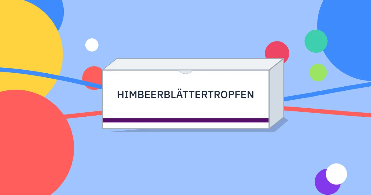 Symbolbild: Packung mit der Aufschrift HIMBEERBLÄTTERTROPFEN (PZN 11547629) – Verfügbarkeit und Bezug in Apotheken in Frankfurt am Main