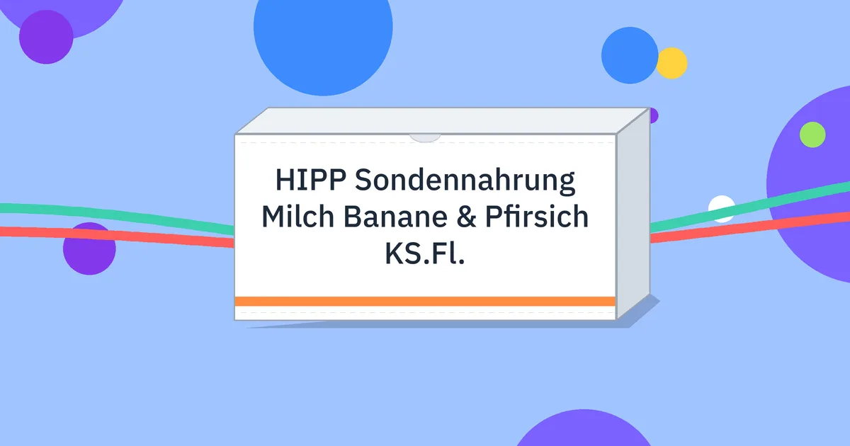 Symbolbild: Packung mit der Aufschrift HIPP Sondennahrung Milch Banane & Pfirsich KS.Fl. (PZN 12896473) – Verfügbarkeit und Bezug in Apotheken in Frankfurt am Main