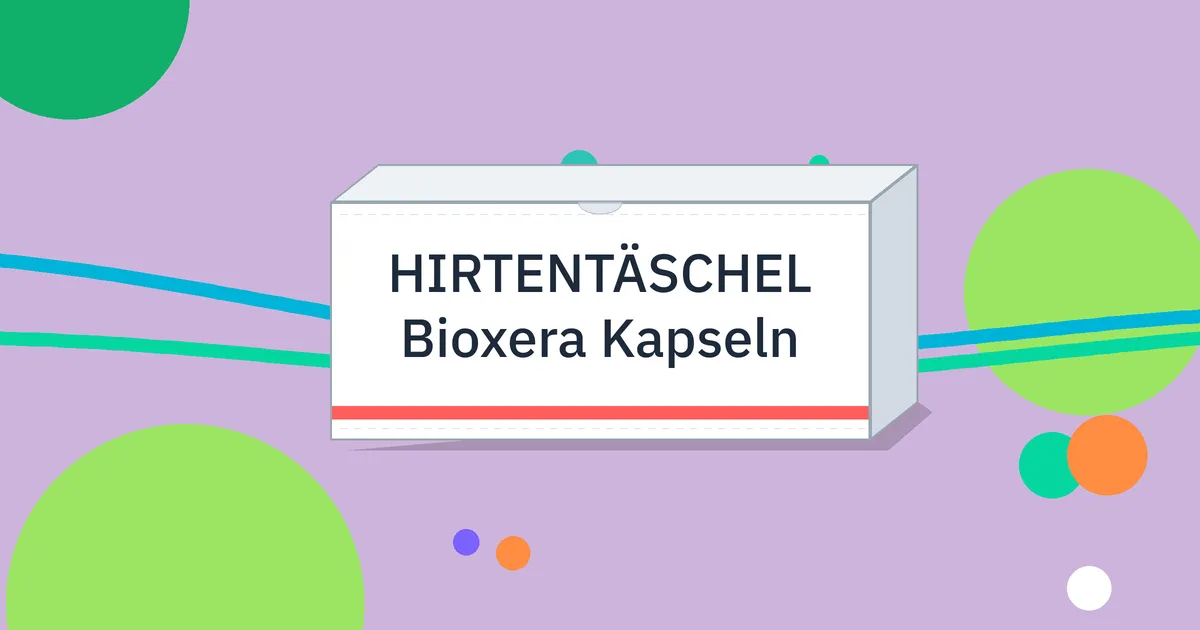 Symbolbild: Packung mit der Aufschrift HIRTENTÄSCHEL Bioxera Kapseln (PZN 08807883) – Verfügbarkeit und Bezug in Apotheken in Frankfurt am Main