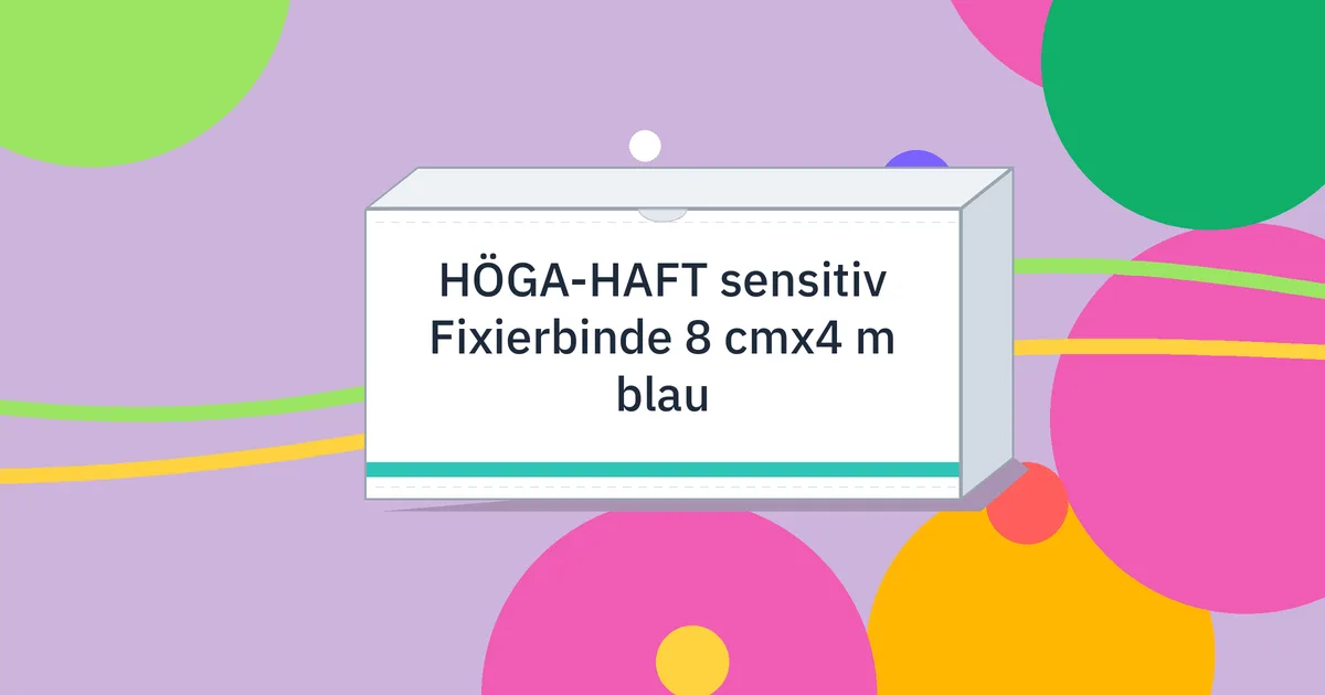 Symbolbild: Packung mit der Aufschrift HÖGA-HAFT sensitiv Fixierbinde 8 cmx4 m blau (PZN 20770160) – Verfügbarkeit und Bezug in Apotheken in Frankfurt am Main
