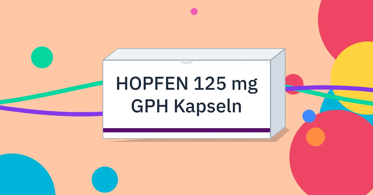 Symbolbild: Packung mit der Aufschrift HOPFEN 125 mg GPH Kapseln (PZN 09645336) – Verfügbarkeit und Bezug in Apotheken in Frankfurt am Main