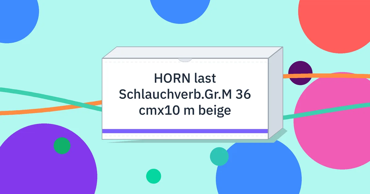 Symbolbild: Packung mit der Aufschrift HORN last Schlauchverb.Gr.M 36 cmx10 m beige (PZN 04636255) – Verfügbarkeit und Bezug in Apotheken in Frankfurt am Main