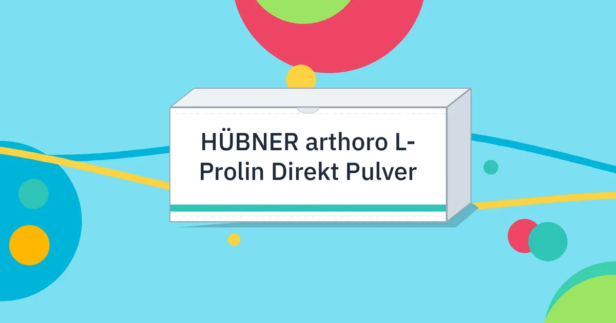 Symbolbild: Packung mit der Aufschrift HÜBNER arthoro L-Prolin Direkt Pulver (PZN 20038424) – Verfügbarkeit und Bezug in Apotheken in Frankfurt am Main