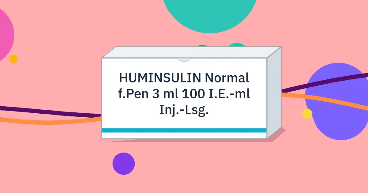 Symbolbild: Packung mit der Aufschrift HUMINSULIN Normal f.Pen 3 ml 100 I.E.-ml Inj.-Lsg. (PZN 18440716) – Verfügbarkeit und Bezug in Apotheken in Frankfurt am Main