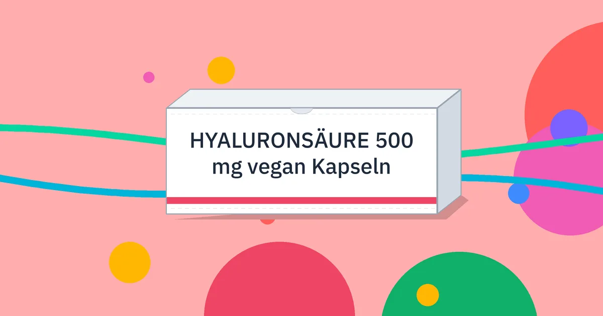 Symbolbild: Packung mit der Aufschrift HYALURONSÄURE 500 mg vegan Kapseln (PZN 18728570) – Verfügbarkeit und Bezug in Apotheken in Frankfurt am Main