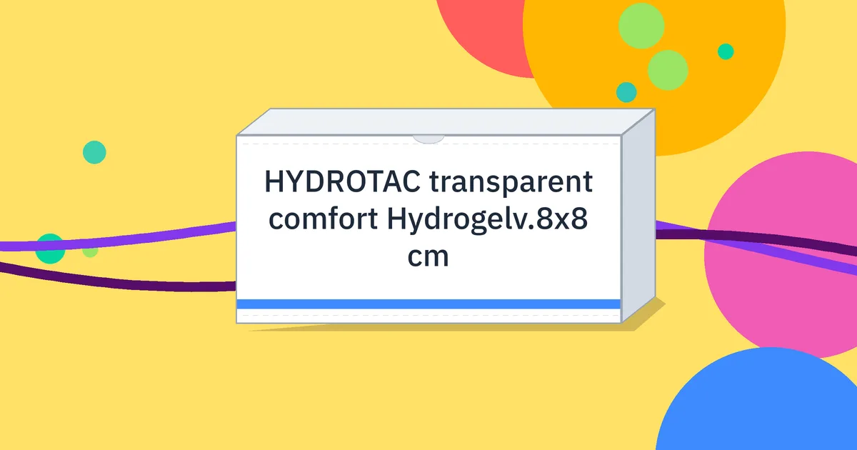 Symbolbild: Packung mit der Aufschrift HYDROTAC transparent comfort Hydrogelv.8x8 cm (PZN 12801739) – Verfügbarkeit und Bezug in Apotheken in Frankfurt am Main