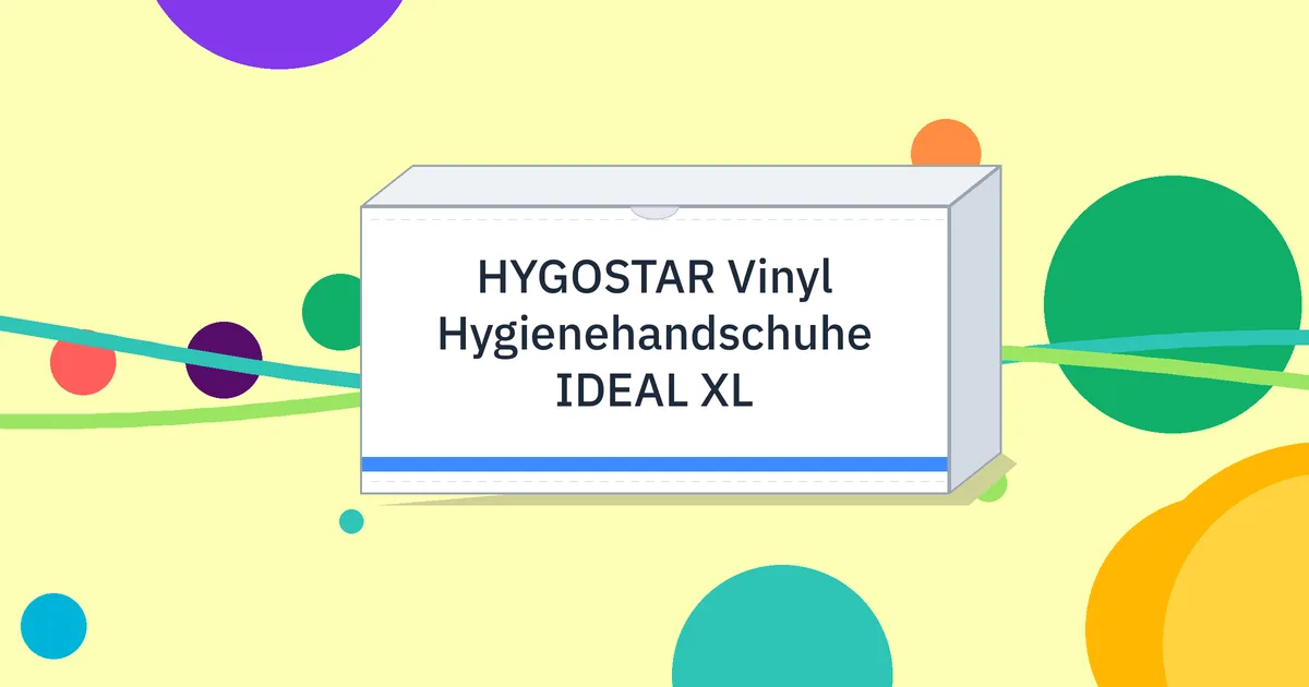 Symbolbild: Packung mit der Aufschrift HYGOSTAR Vinyl Hygienehandschuhe IDEAL XL (PZN 19205928) – Verfügbarkeit und Bezug in Apotheken in Frankfurt am Main