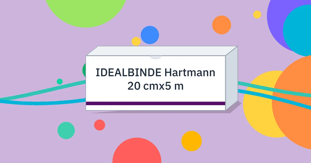 Symbolbild: Packung mit der Aufschrift IDEALBINDE Hartmann 20 cmx5 m (PZN 20176126) – Verfügbarkeit und Bezug in Apotheken in Frankfurt am Main