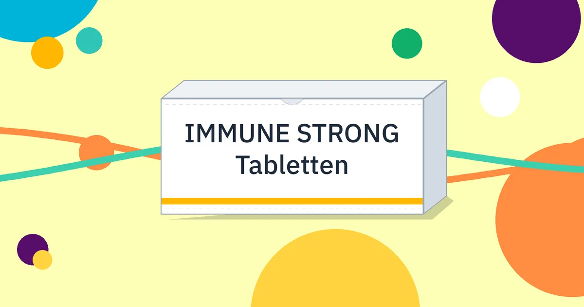 Symbolbild: Packung mit der Aufschrift IMMUNE STRONG Tabletten (PZN 19054458) – Verfügbarkeit und Bezug in Apotheken in Frankfurt am Main