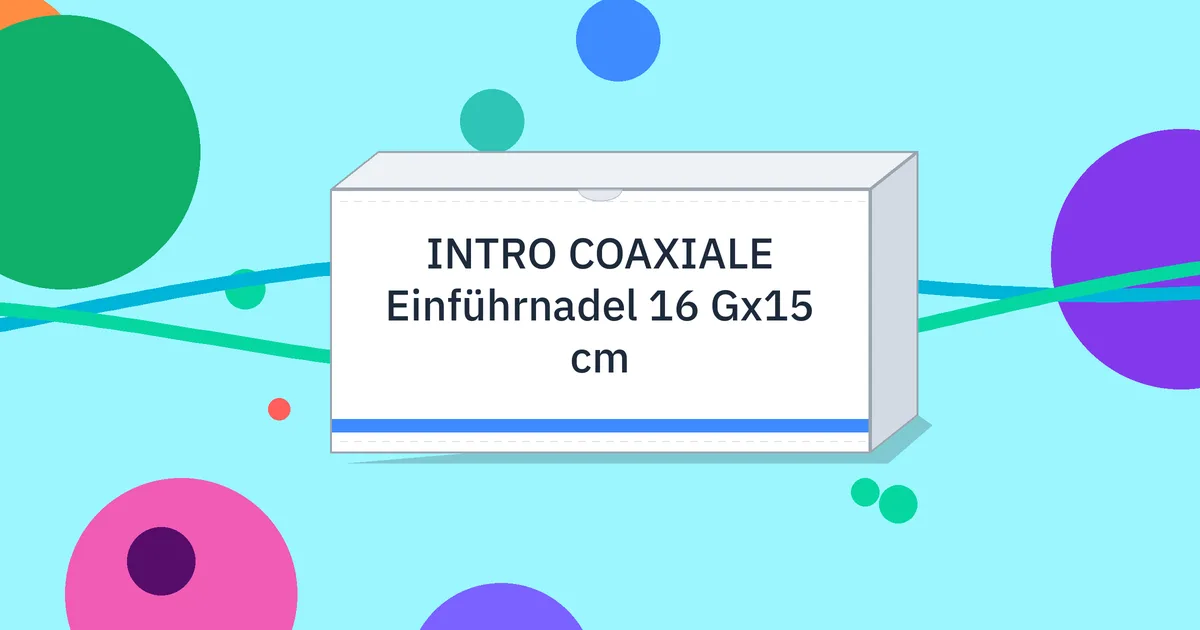 Symbolbild: Packung mit der Aufschrift INTRO COAXIALE Einführnadel 16 Gx15 cm (PZN 16918823) – Verfügbarkeit und Bezug in Apotheken in Frankfurt am Main