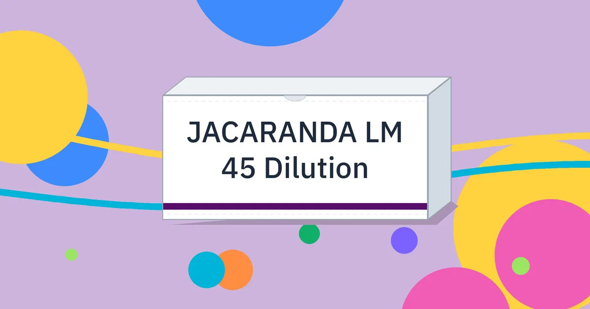 Symbolbild: Packung mit der Aufschrift JACARANDA LM 45 Dilution (PZN 13561639) – Verfügbarkeit und Bezug in Apotheken in Frankfurt am Main