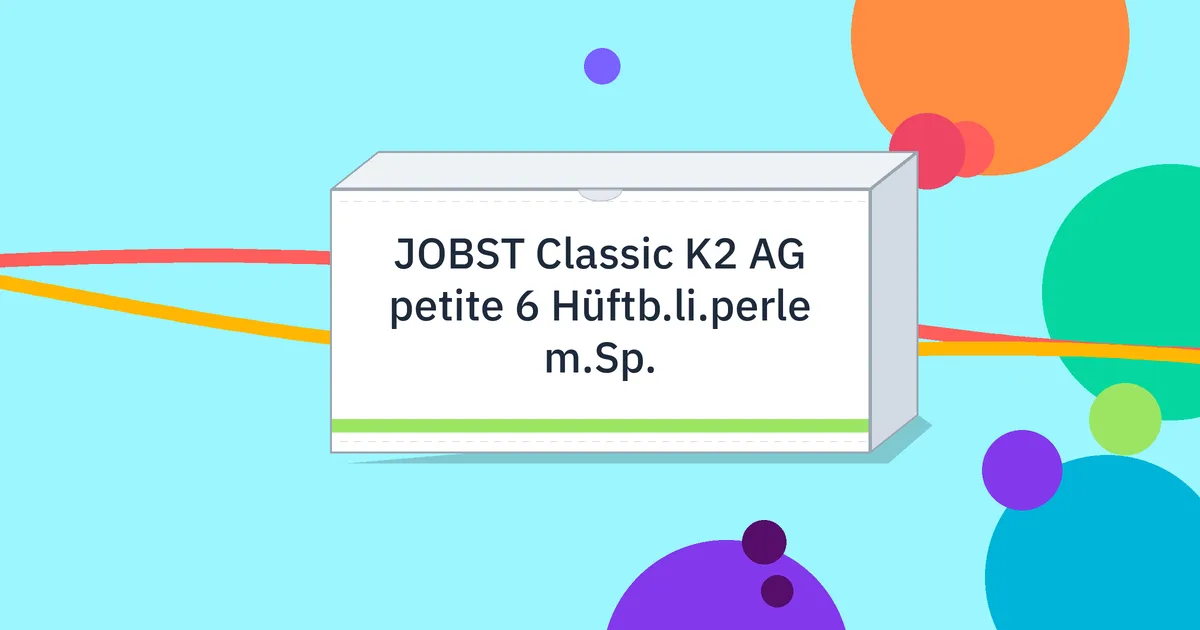 Symbolbild: Packung mit der Aufschrift JOBST Classic K2 AG petite 6 Hüftb.li.perle m.Sp. (PZN 13064243) – Verfügbarkeit und Bezug in Apotheken in Frankfurt am Main